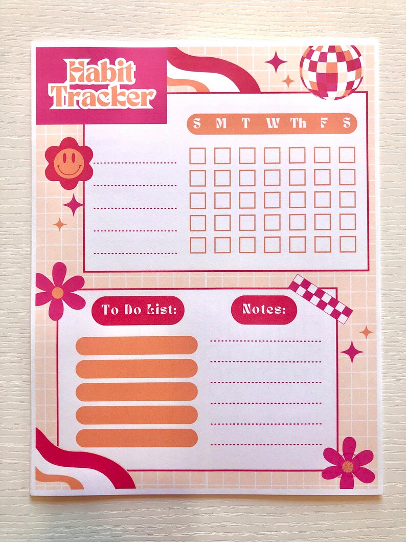 Retro Habit Tracker | Cute Goal Tracker, Digital Download, Digital Art ...