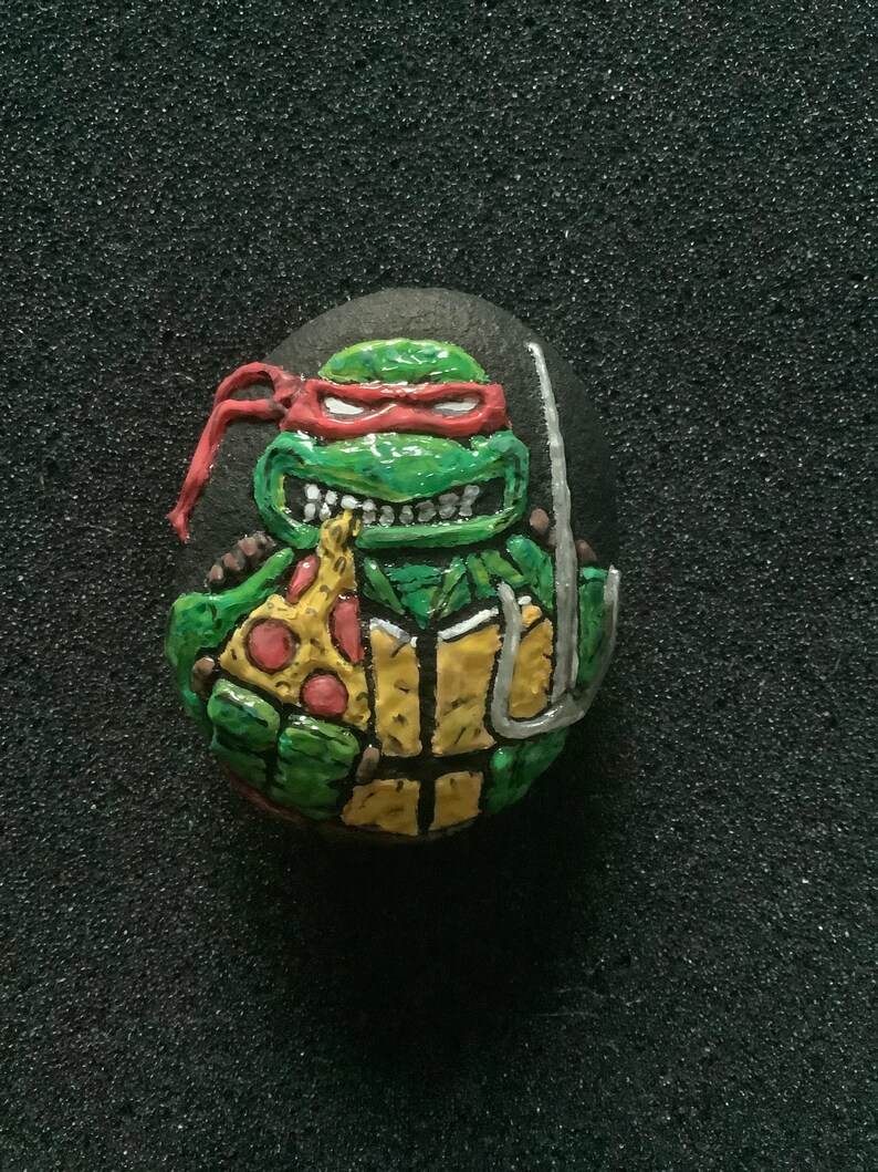 Teenage Mutant Ninja Turtles raphael Hand Painted Stone - Etsy