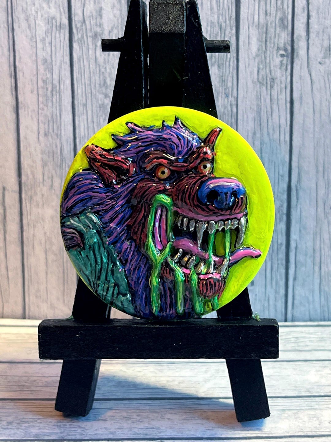 Neon Werewolf Magnet Hand Painted & Sculpted Mini Santorini Stone ...