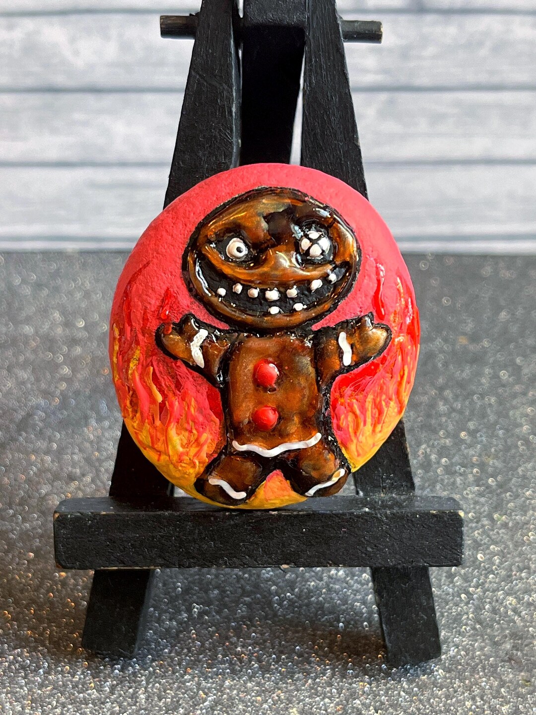 Evil Gingerbread Man Sculpted/painted Stone - Etsy New Zealand