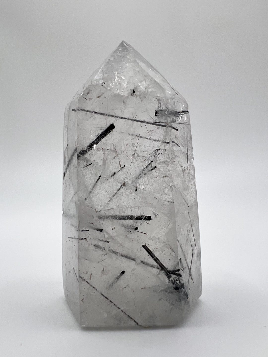 Black Tourmaline in Clear Quartz Tower, Tourmalinated Quartz Point - Etsy