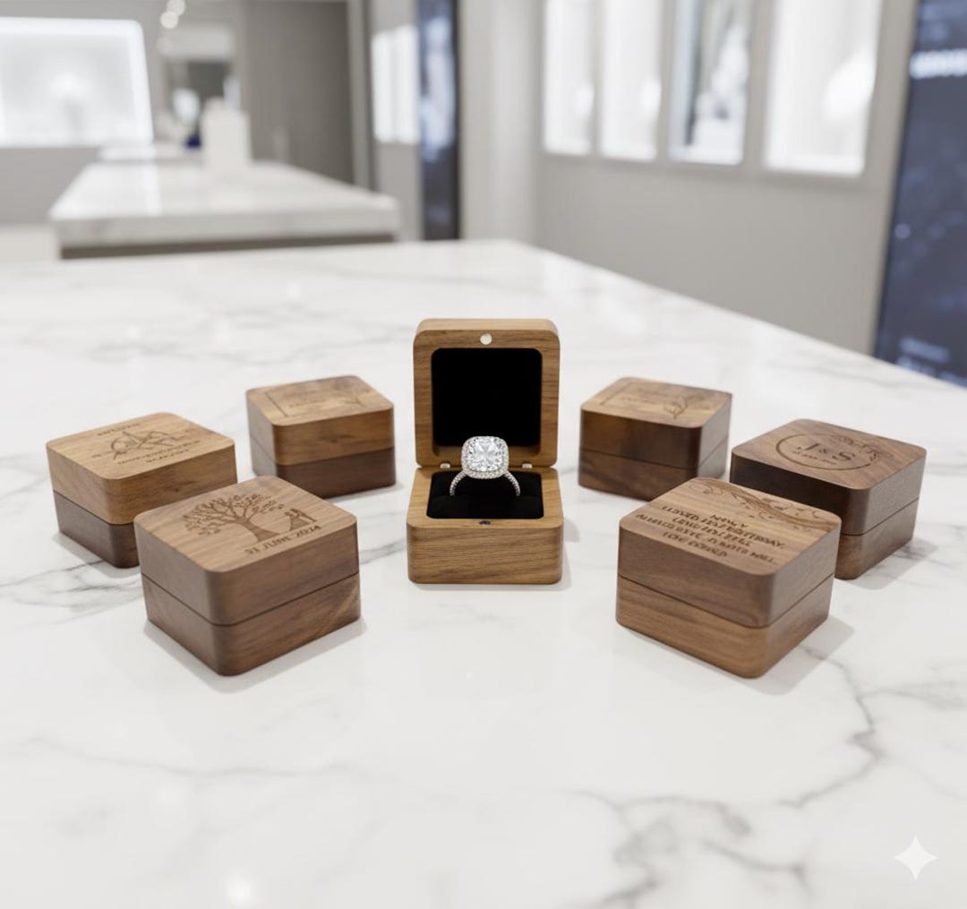 Custom Engraved Walnut Ring Box, Wedding Engagement Keepsake - Etsy