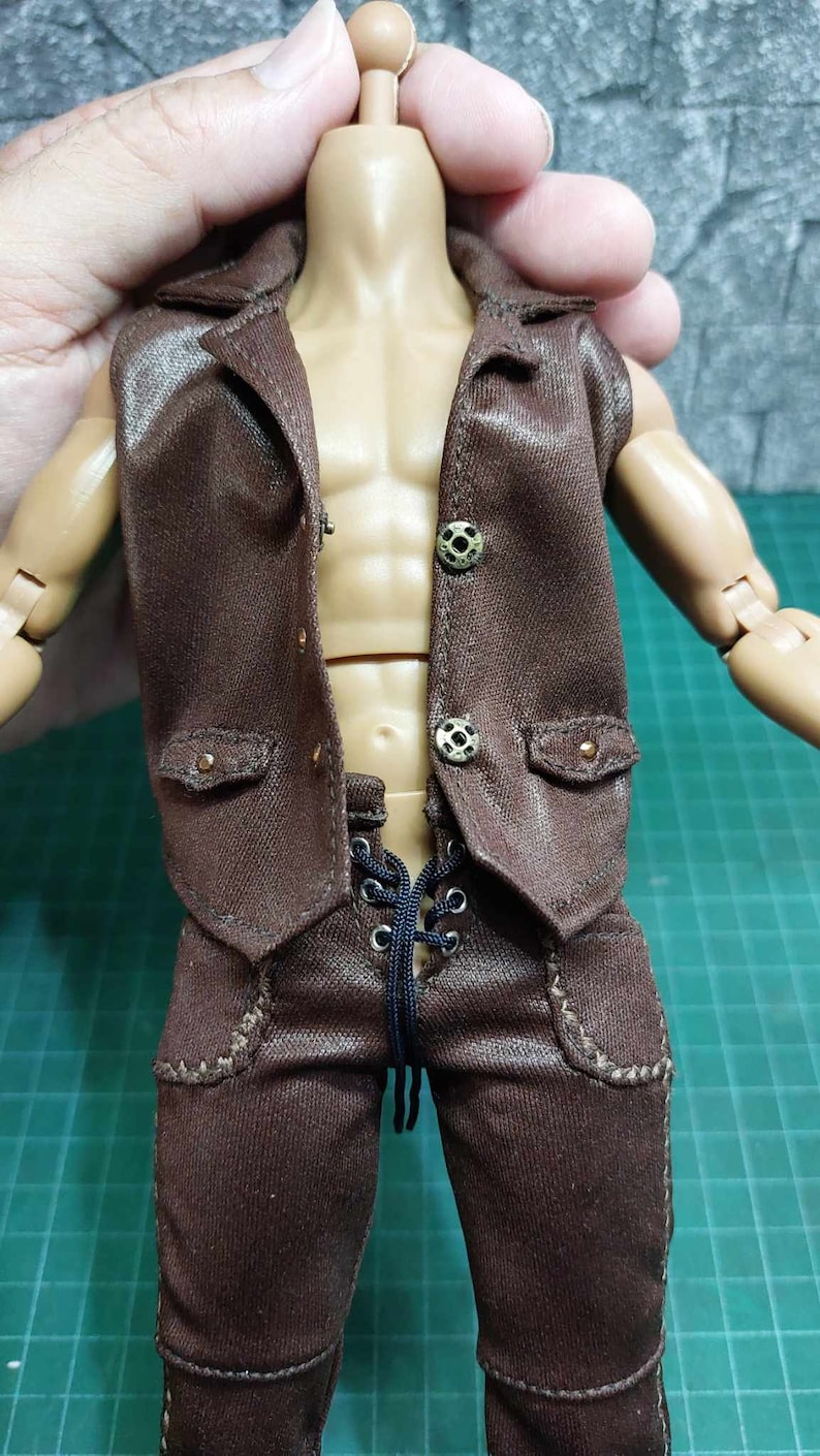 Handmade 1/6 Scale Action Figure Clothes: Brown Vest & Pants Set - Etsy