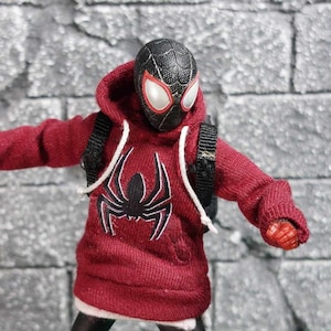 Handmade Clothes 1/12 SHF Spiderman Mile Morales Hoodie for SHF Mile ...