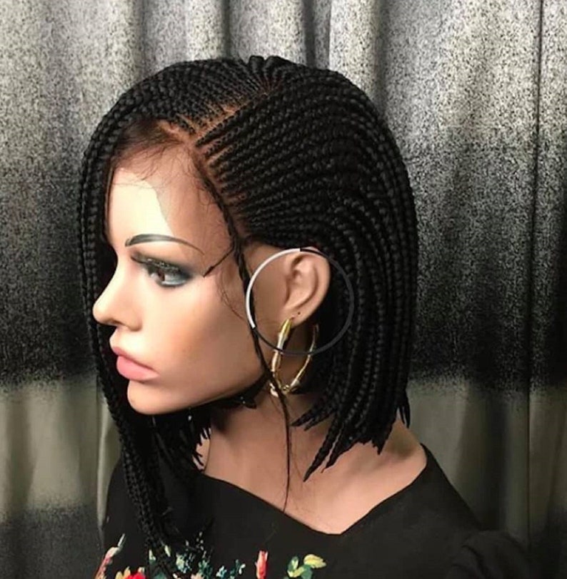 Cornrow Bob Box Braided Wig Custom Made On Lace Frontal Etsy