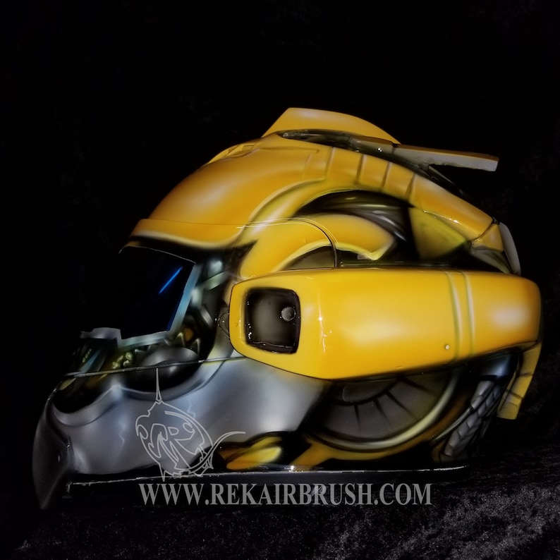 3D BUMBLE BEE Transformers Custom Airbrushed Painted Motorcycle Helmet ...