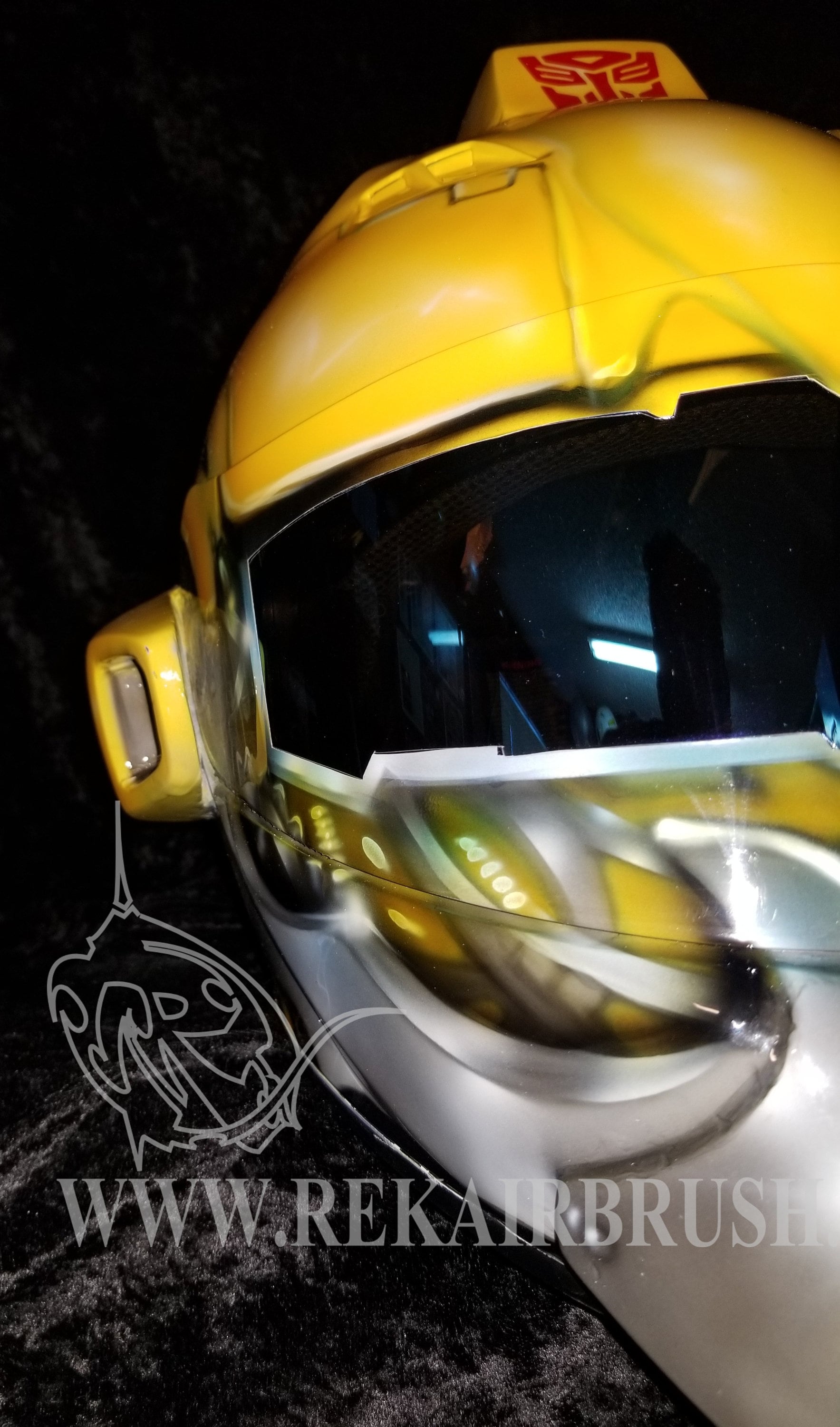 3D BUMBLE BEE Transformers Custom Airbrushed Painted Motorcycle Helmet ...