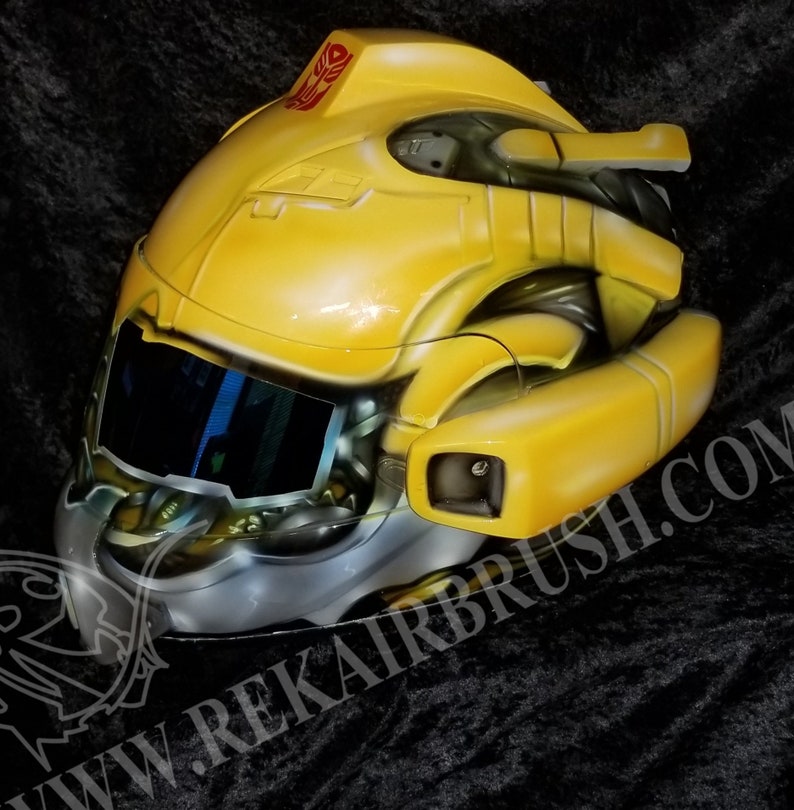 3D BUMBLE BEE Transformers Custom Airbrushed Painted Motorcycle Helmet ...
