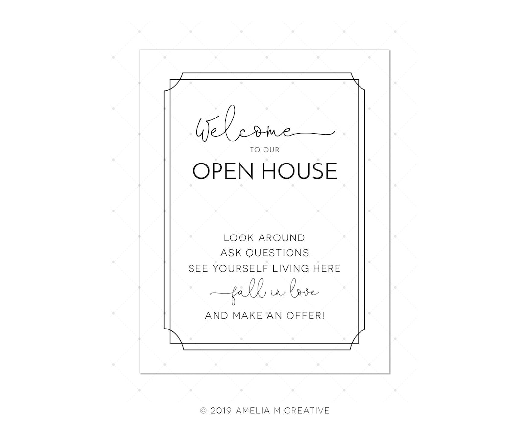 Modern Minimal Open House Welcome Sign - Etsy