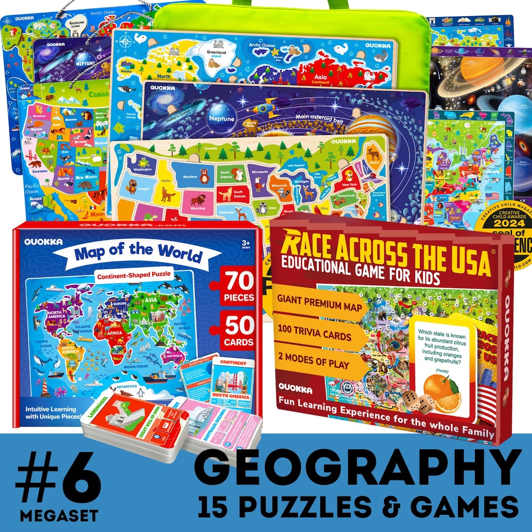 QUOKKA Geography Puzzle Bundle MEGASET #6 | Wooden Magnetic Search ...