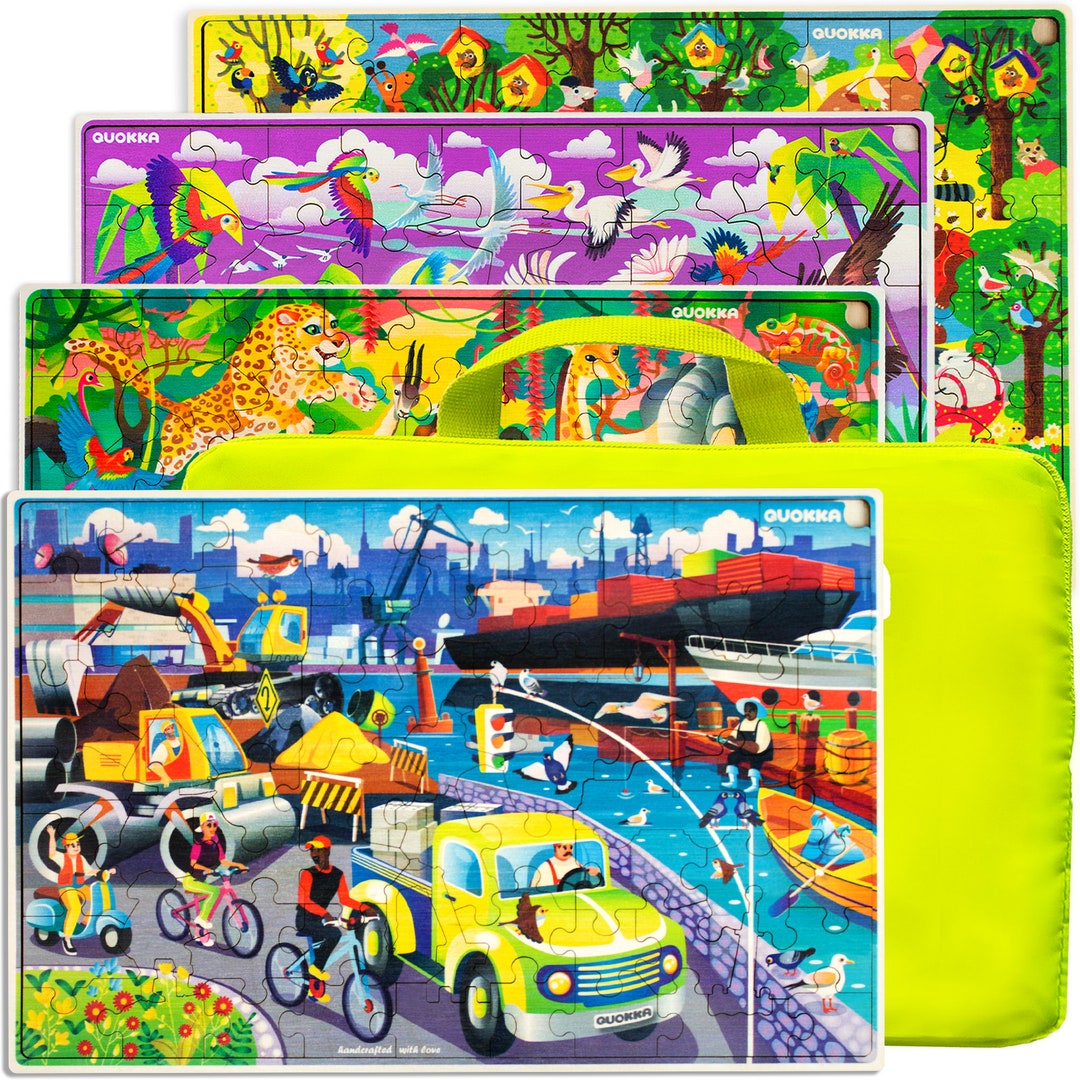 Wooden Puzzles for Kids Ages 4 5 6 7 8 Years Old 4 Jigsaw Puzzles With ...