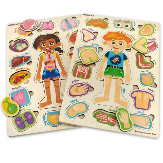 QUOKKA Wooden Puzzles for Kids Montessori Puzzles for Toddlers 3 5 Preschool Game Learning Human Body Parts Anatomy Skeleton Etsy UK