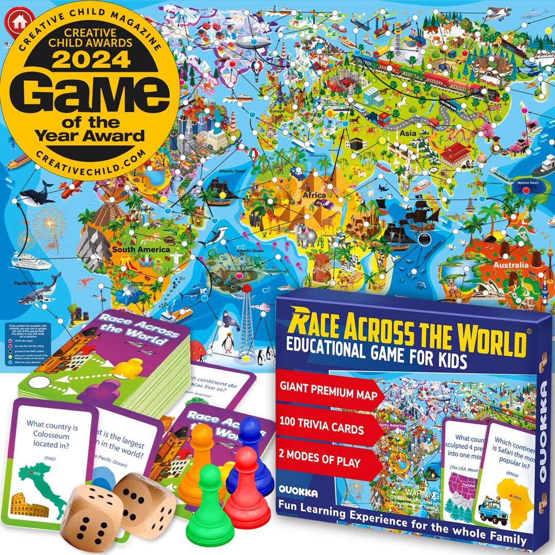 QUOKKA Educational Board Games for Kids 8-12 - Geography Learning Game ...