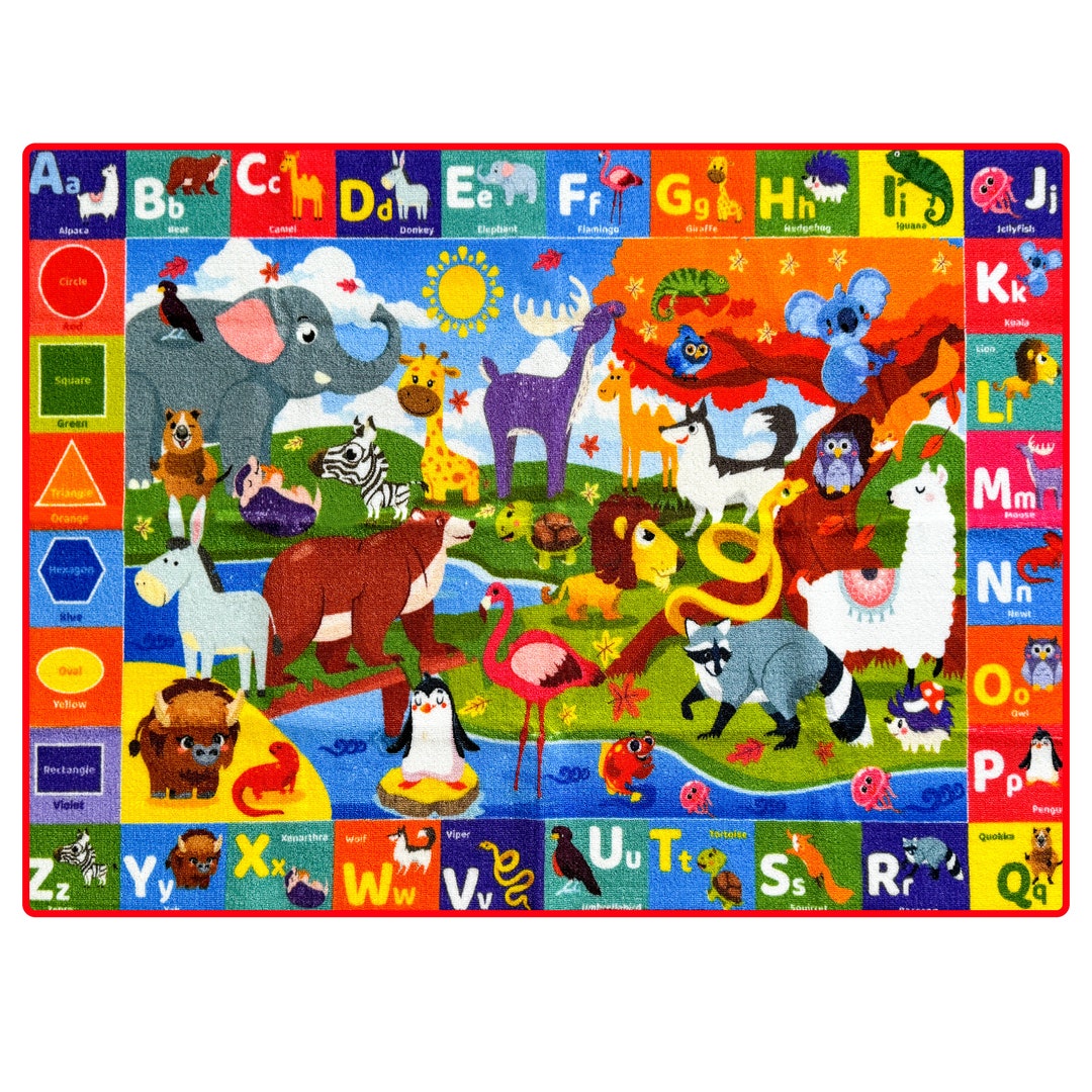 QUOKKA Classroom Rug for Kids 78x59 ABC Rug for Playroom Alphabet ...