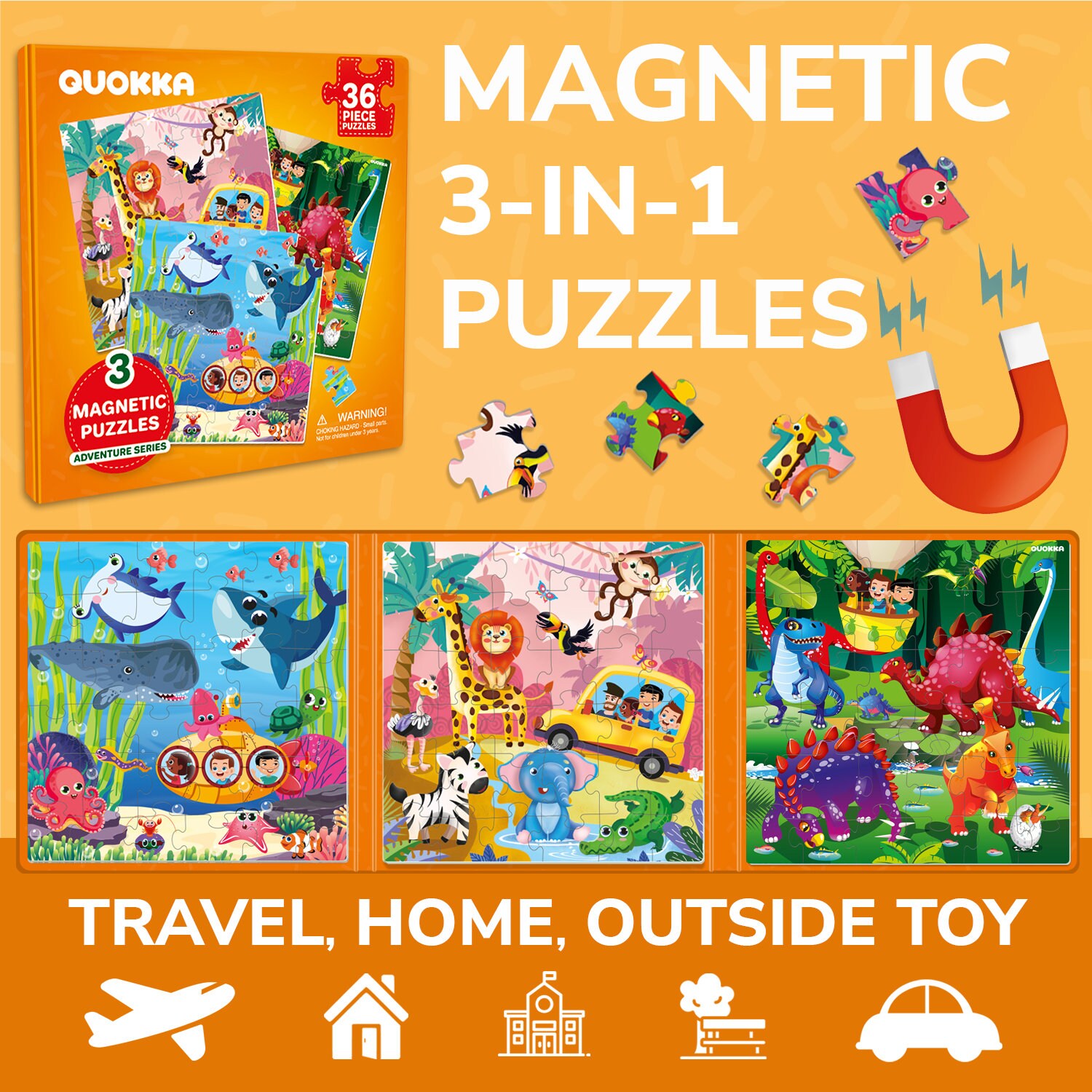 QUOKKA Magnetic Puzzles for Kids 4 6 36 Pieces Travel Puzzles Games for Kids Ages 3 5 Animal Car Activities Toy for Boys and Girls 2 4yo Etsy UK