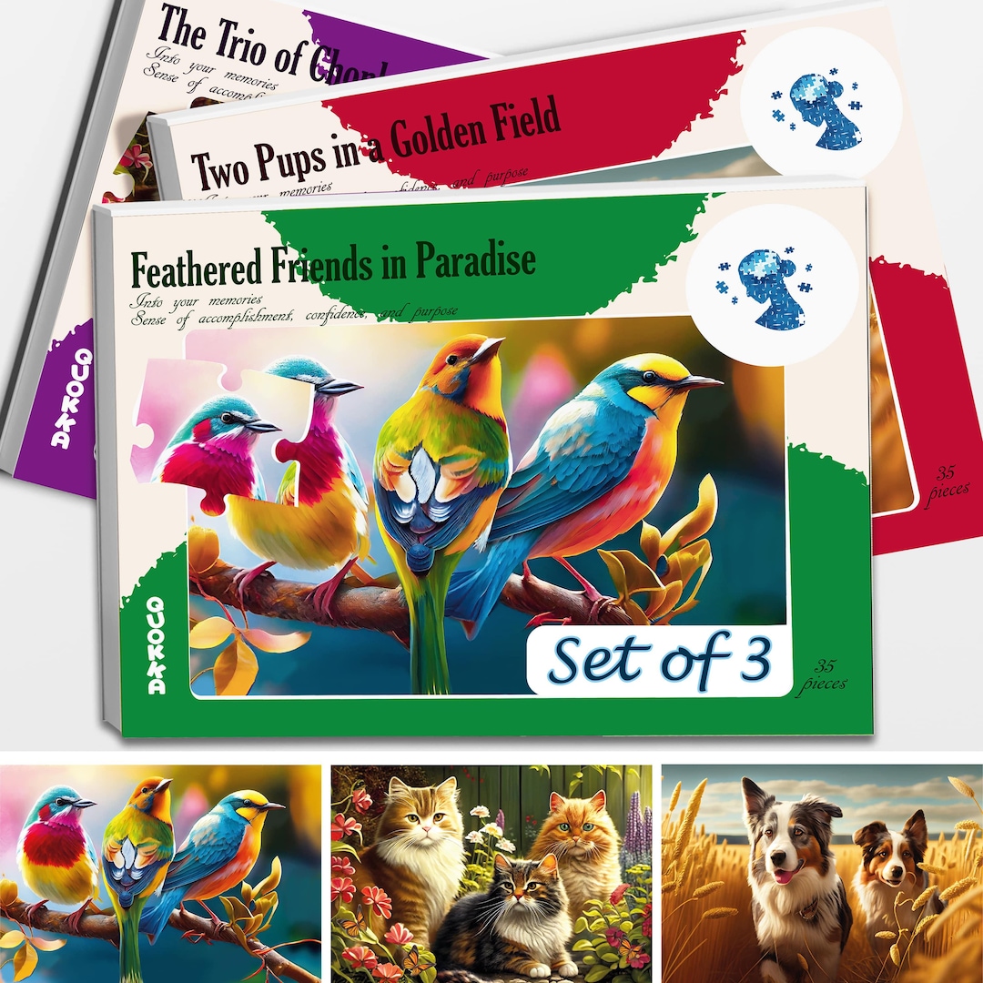 QUOKKA 35 Piece Puzzles for Adults - 3 Set Dementia Puzzles for Elderly ...