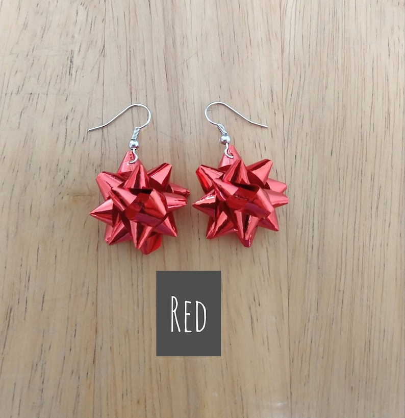 Traditional Christmas Bow Earrings, Christmas Earrings, Red Christmas ...