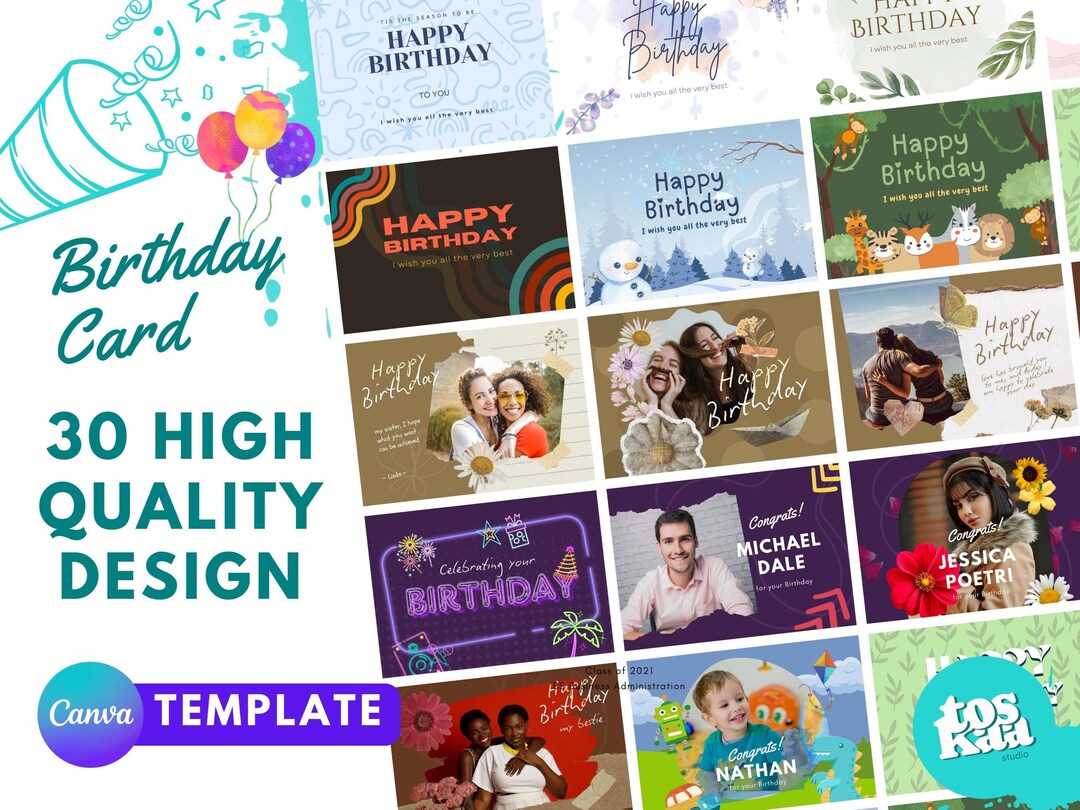10 20 FREE Birthday Card Design, High Quality Canva Template - Etsy