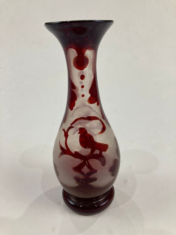 Indoor Planters Home & Living Red Glass Posey Pot Handblown Flower Bud ...