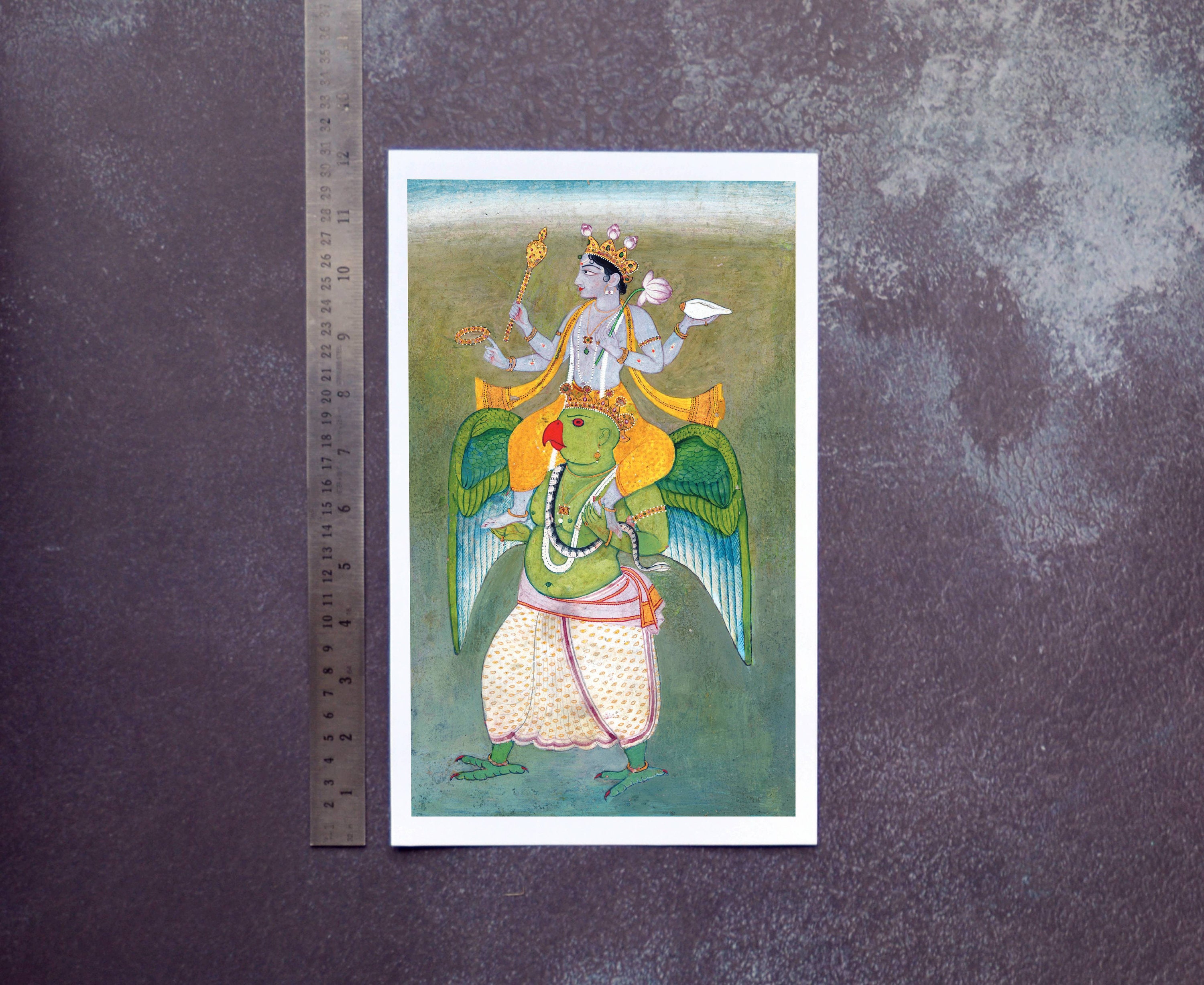 Shri Vishnu on Garuda Bhagwan Vishnu Poster Indian Miniature - Etsy