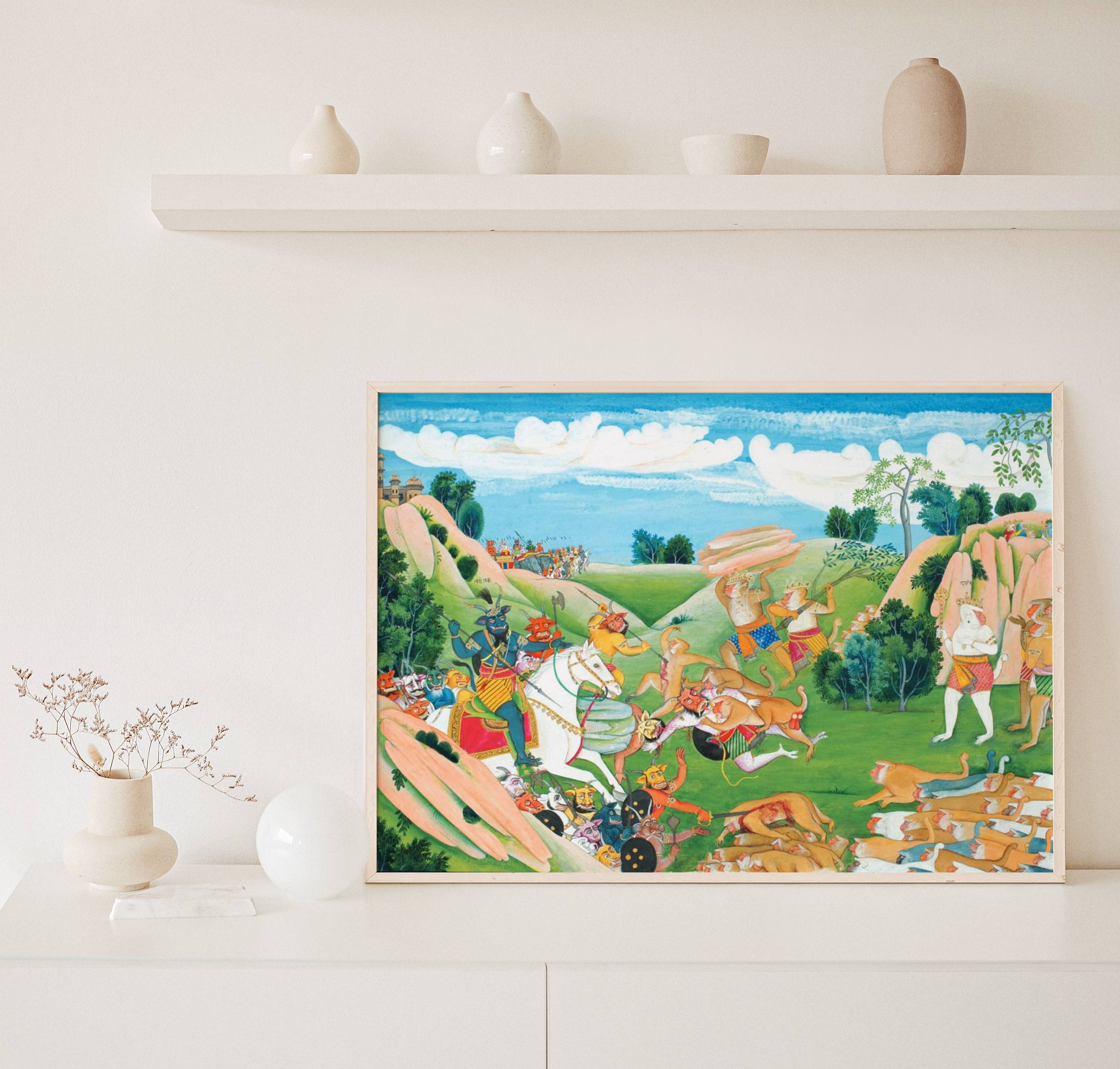 A Scene From Ramayan Ji Vanar Sena Fighting the Demons, Hanuman Print ...