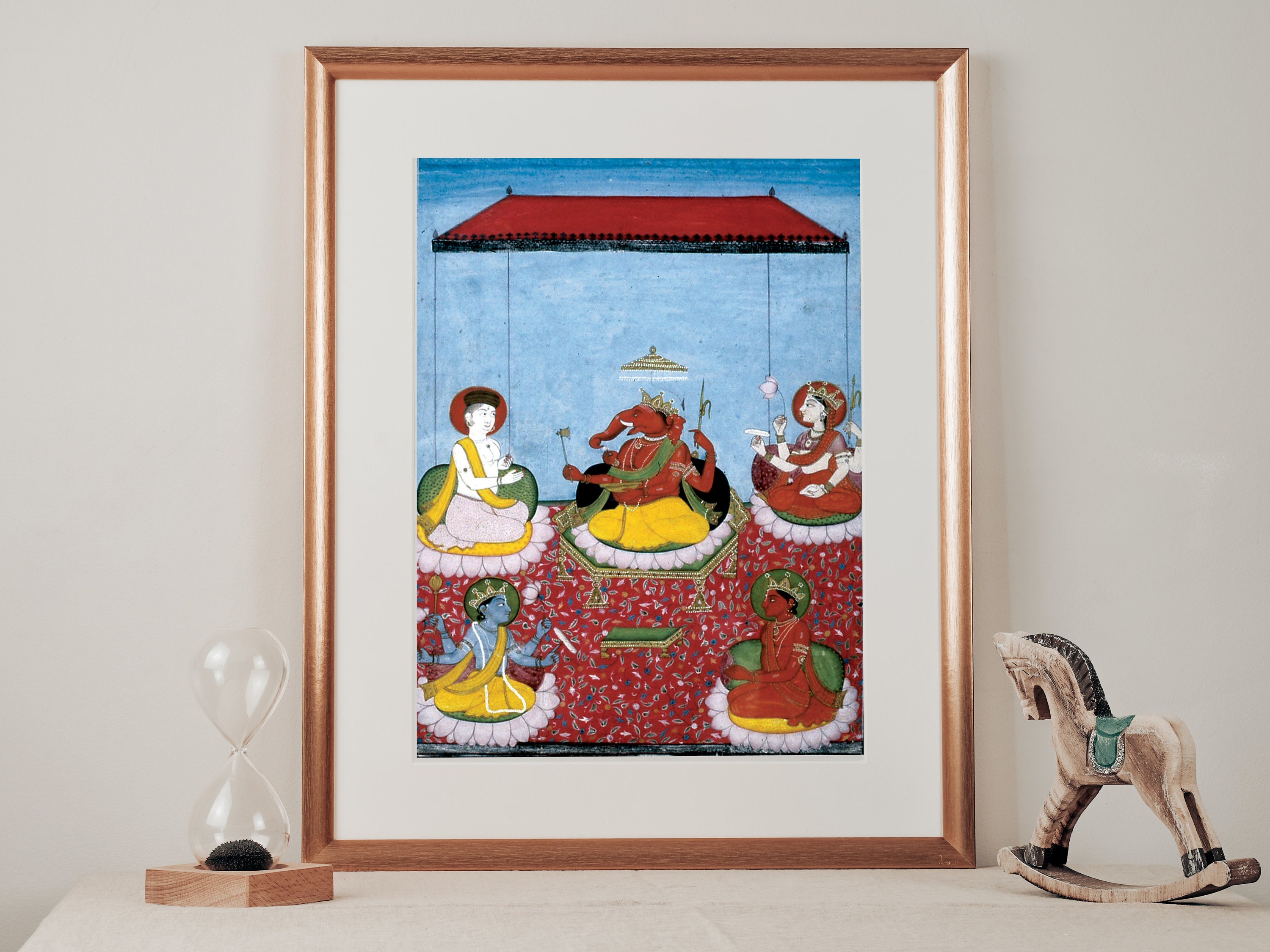 Ganesha Painting, Chaturbhuj Ganpati Print, Ganesh Miniature Painting ...