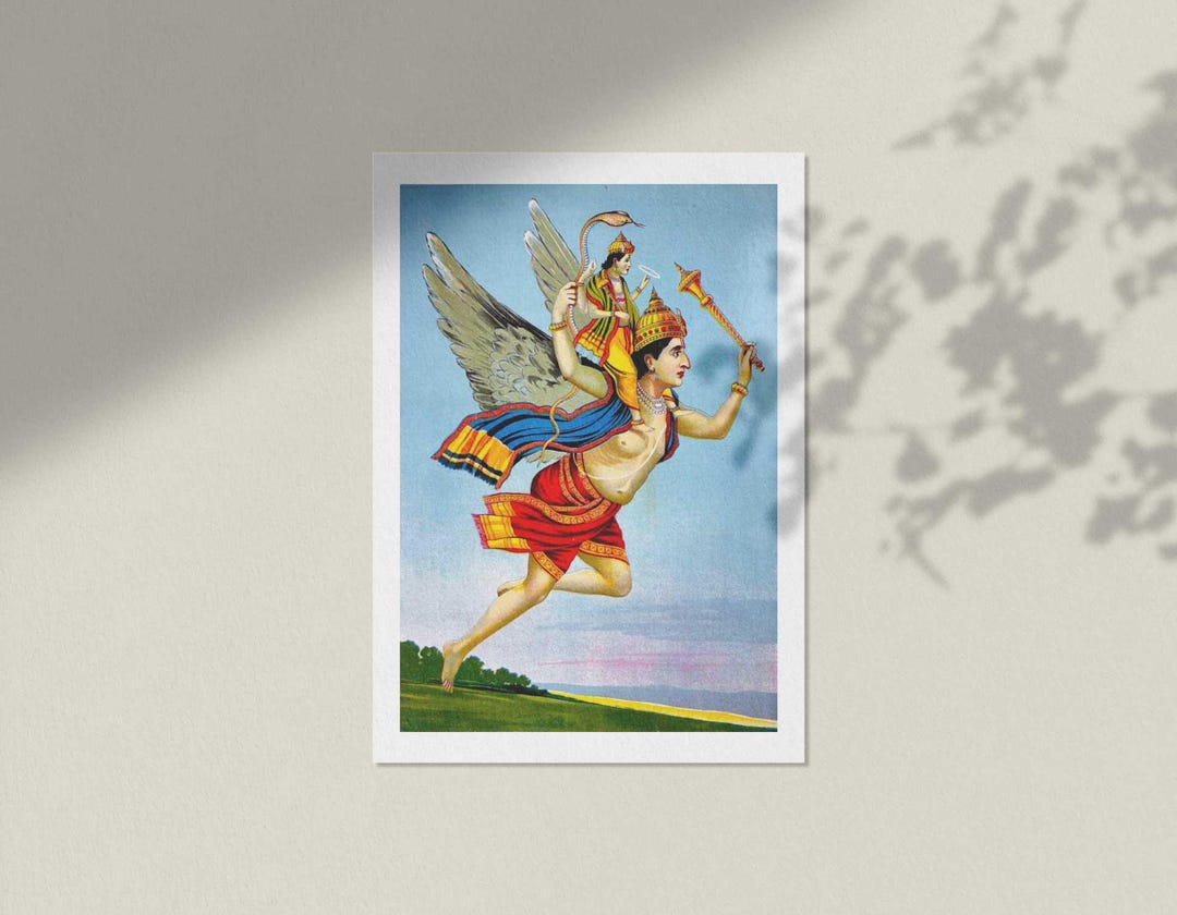 Vishnu Print, Bhagwan Vishnu on Garuda Poster, Hindu God Narayan ...