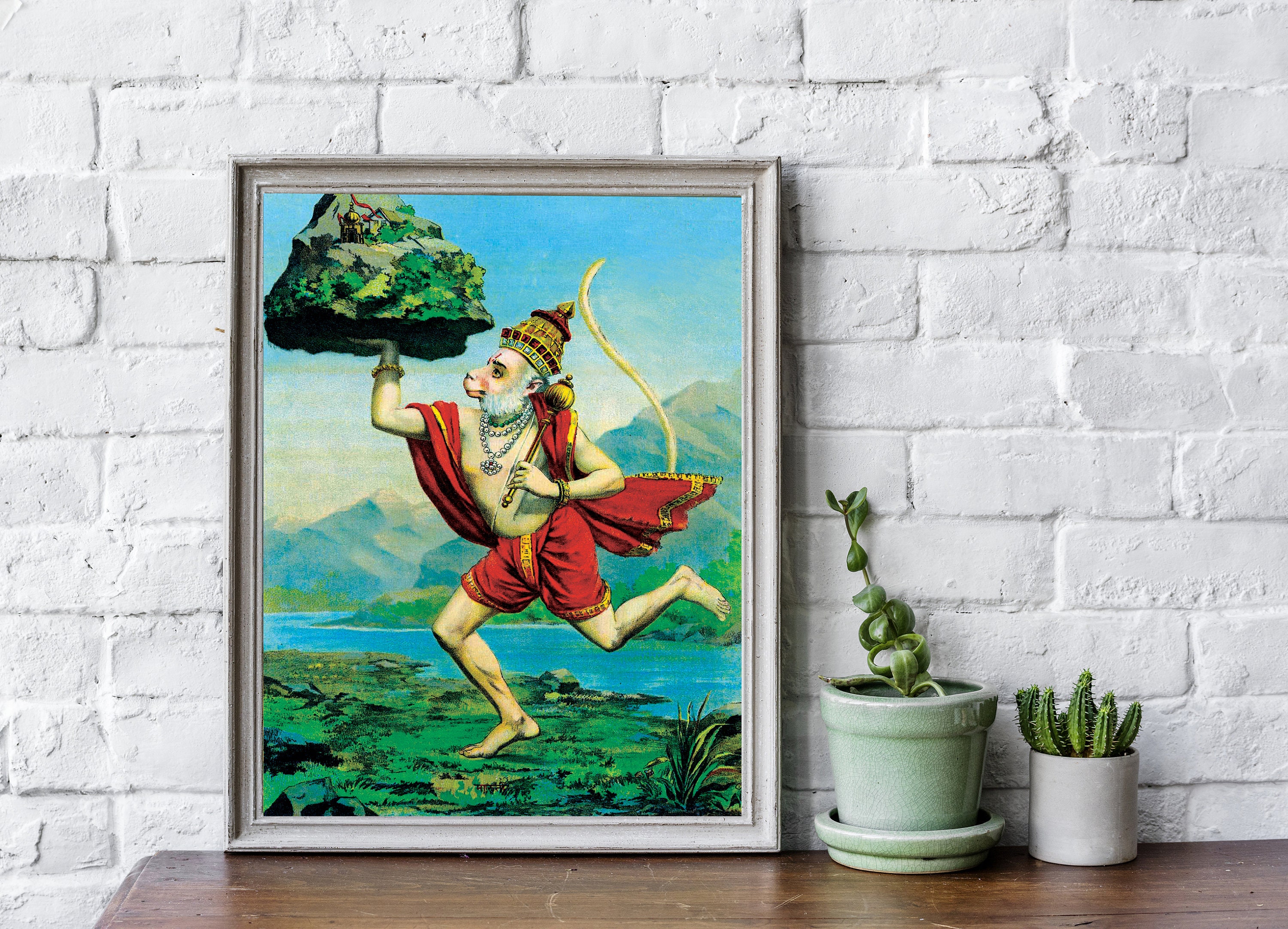Flying Hanuman Poster Sri Hanuman Print Hanuman Ji Carrying - Etsy