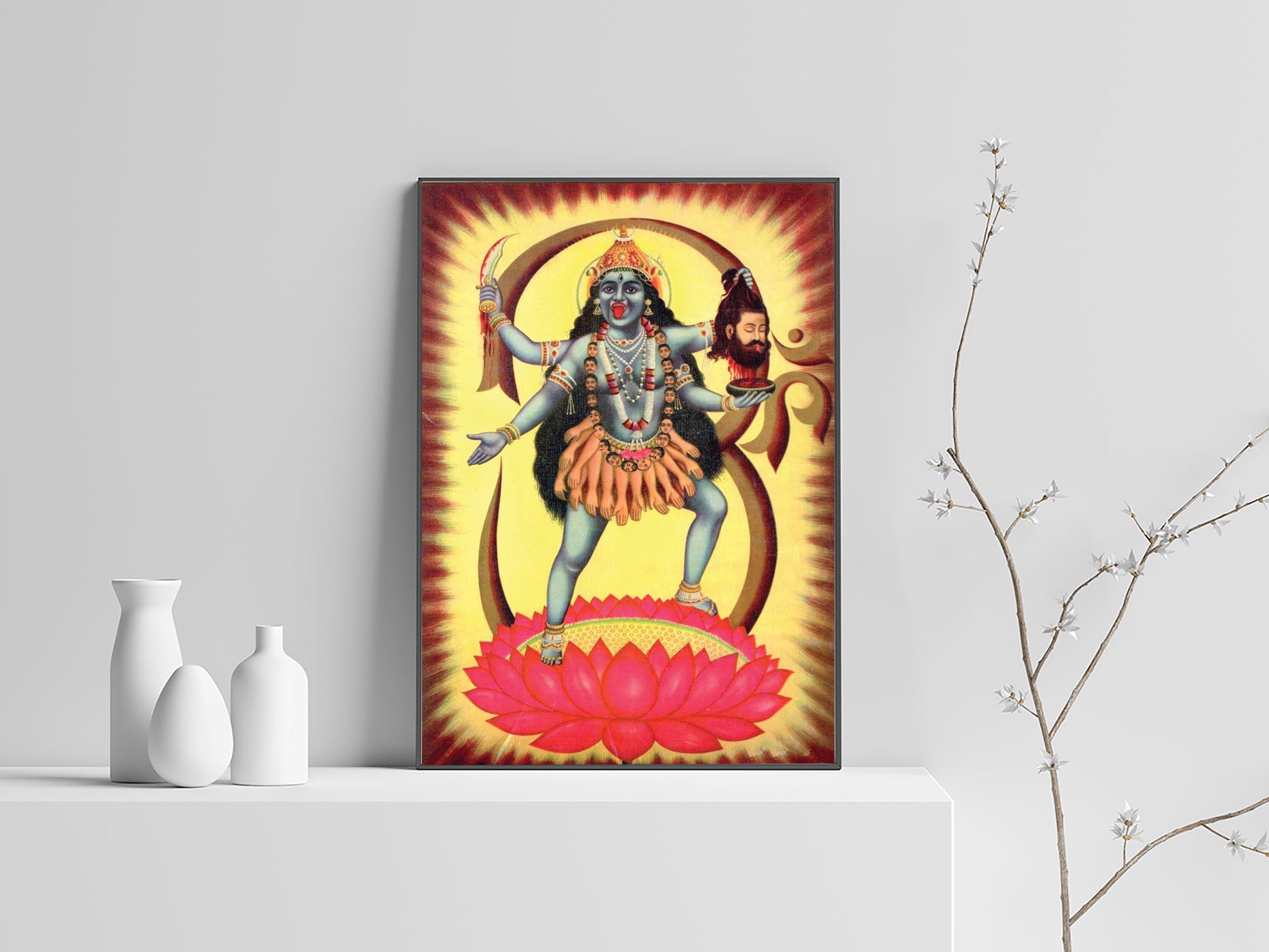 Vintage Maa Kali Poster, Hindu Goddess Art Print - Etsy