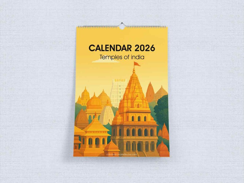 Hindu Calendar 2026, Temples, Festivals, Monthly Wall Art (digital ...