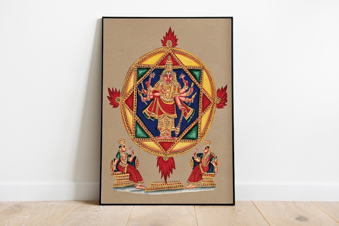 Vishnu Lakshmi Mandala Print, Vintage Hindu God Poster - Etsy