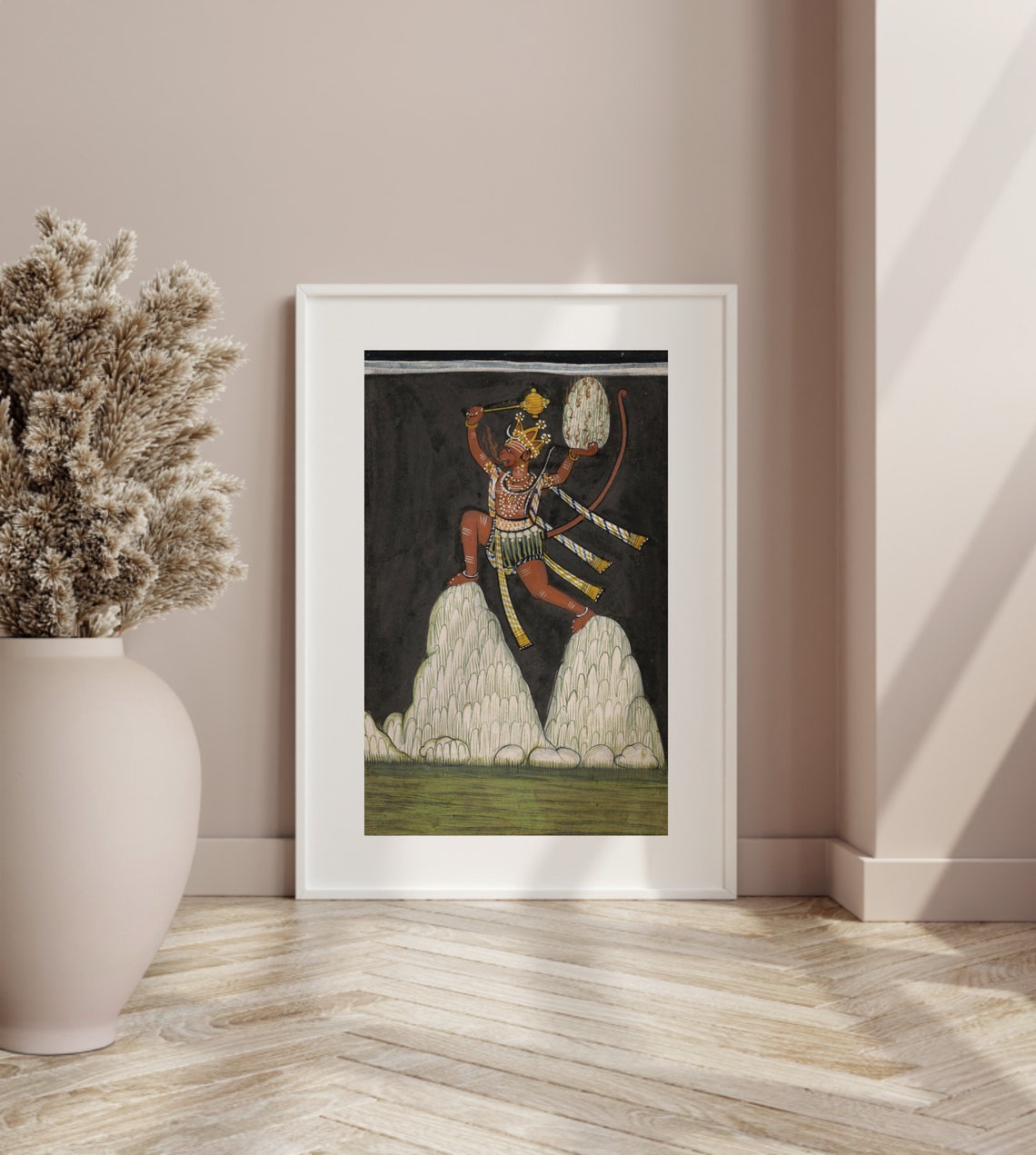 Flying Hanuman Ji Poster, Hanuman Picture, Bhagwan Anjaneya Carrying ...