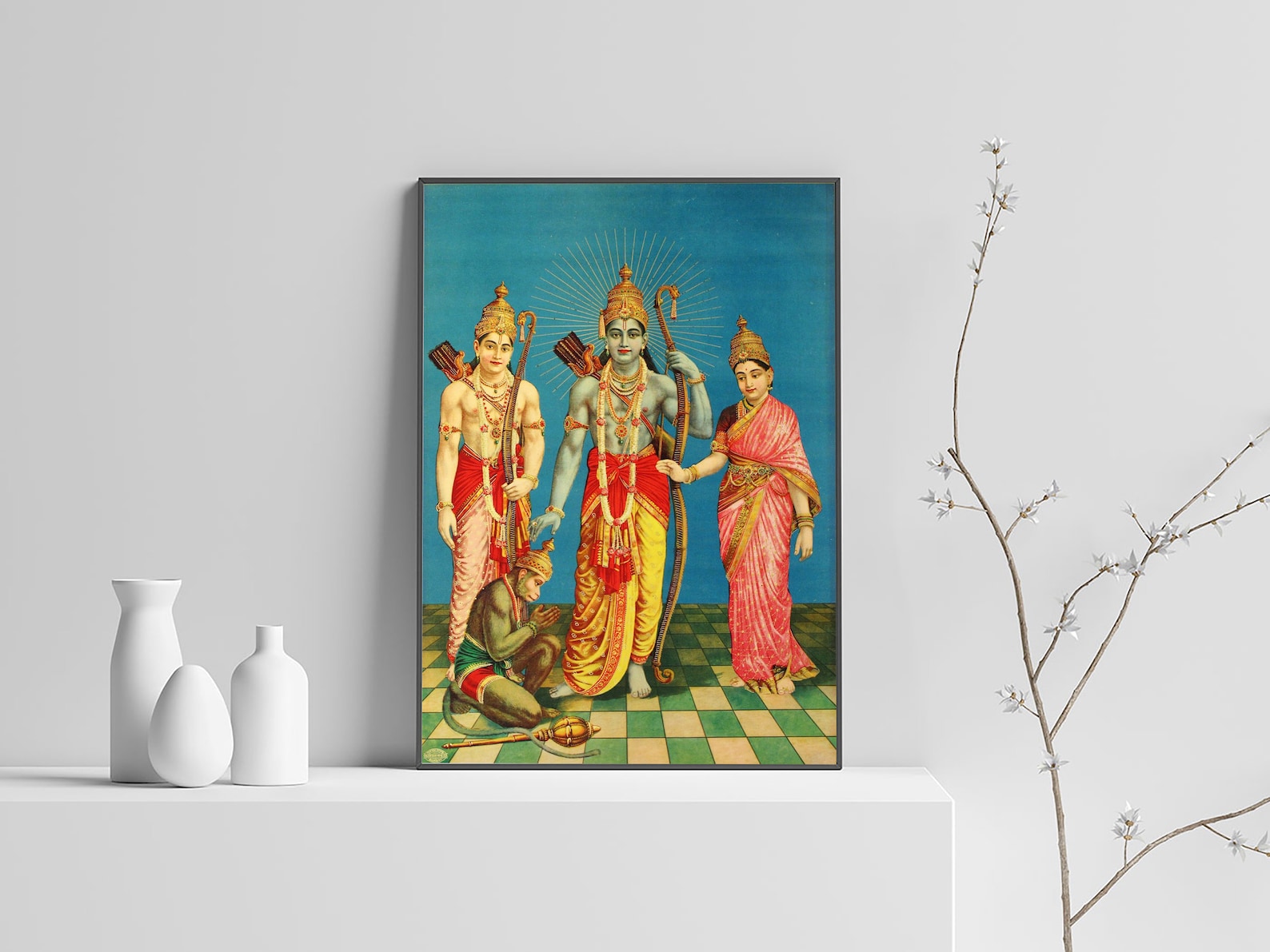 Shri Ram Painting, Rama With Sita, Lakshman and Hanuman Poster, Indian ...