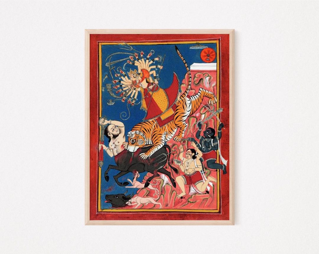 Bees twenty Bhuja Durga Art, Mahishasur Vadh Scene, Bhagwati Durga ...