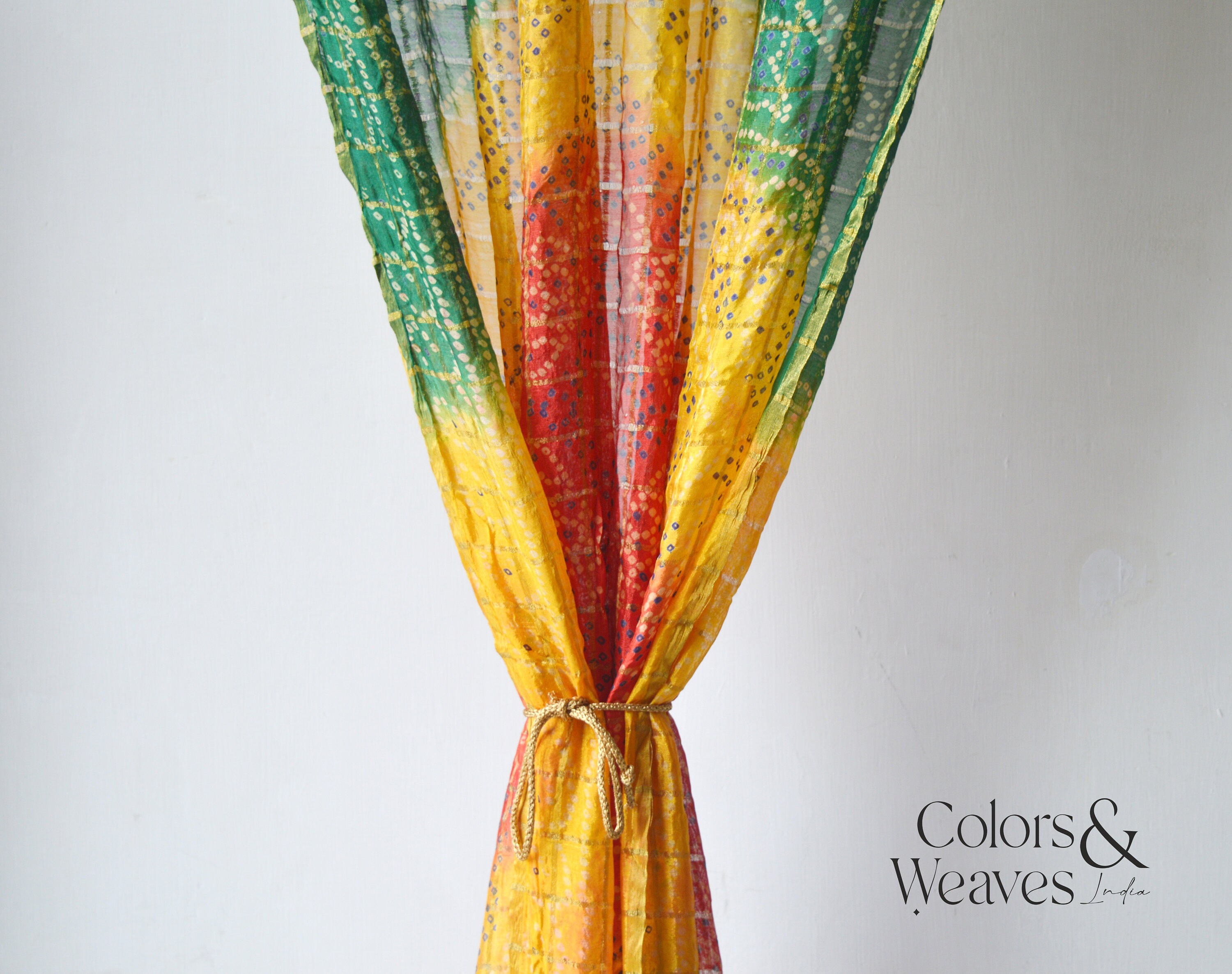 Colorful Red Green and Yellow Curtain Panel Bandhani Curtains - Etsy