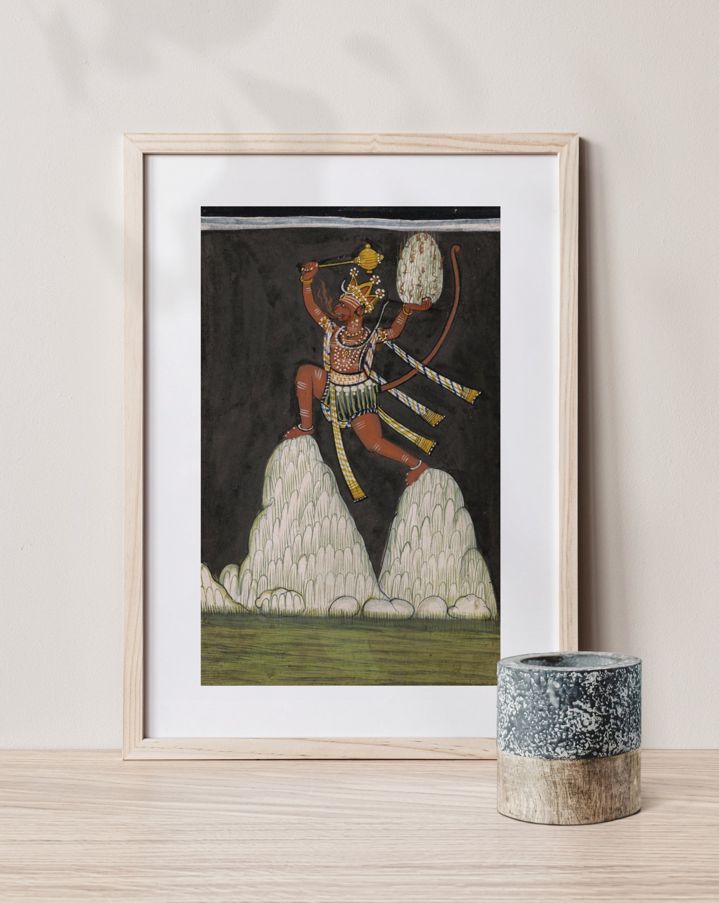 Flying Hanuman Ji Poster, Hanuman Picture, Bhagwan Anjaneya Carrying ...