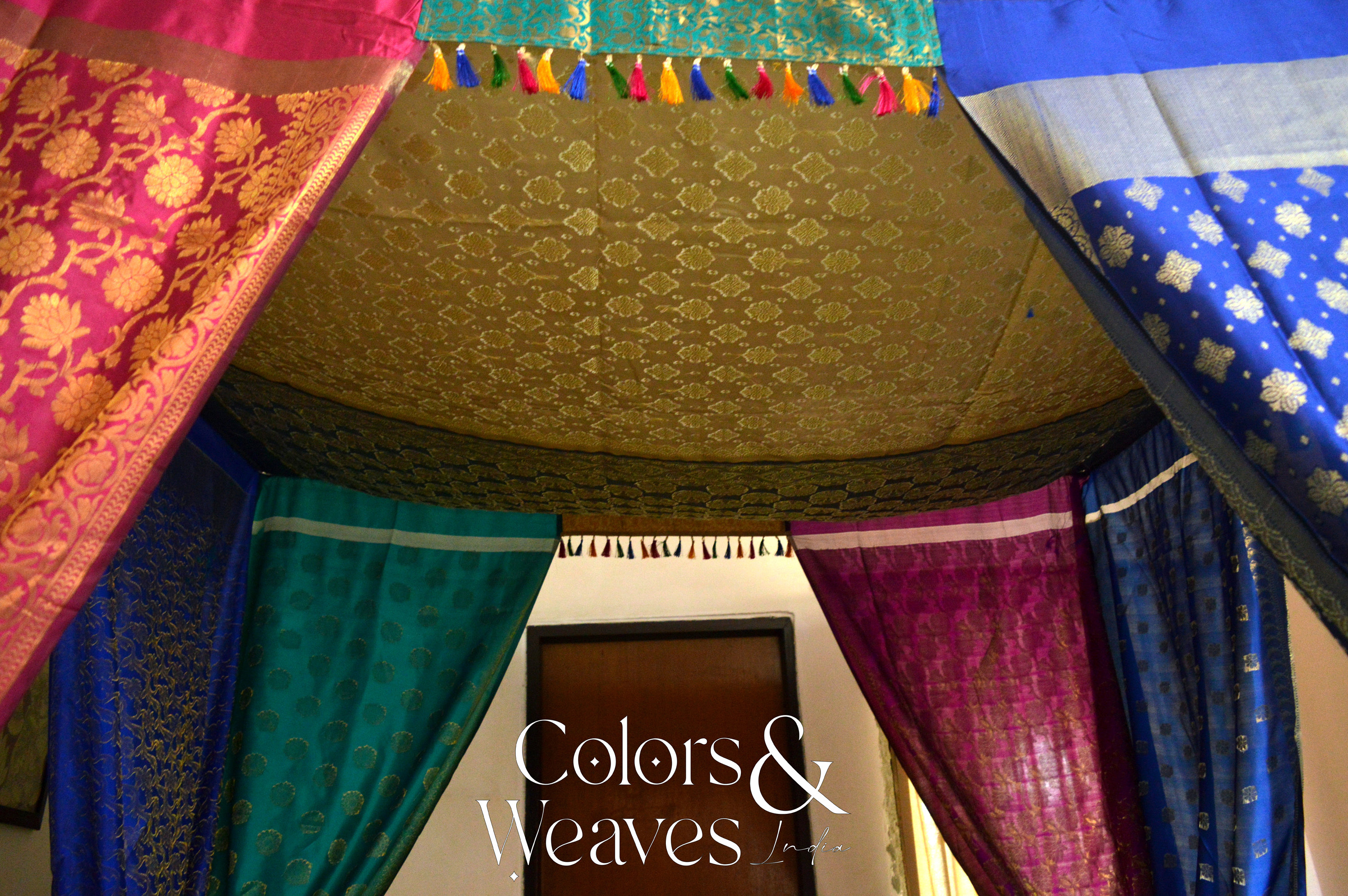 Bohemian Canopy Colorful Jewel Tone Multicolor Canopy Sari - Etsy