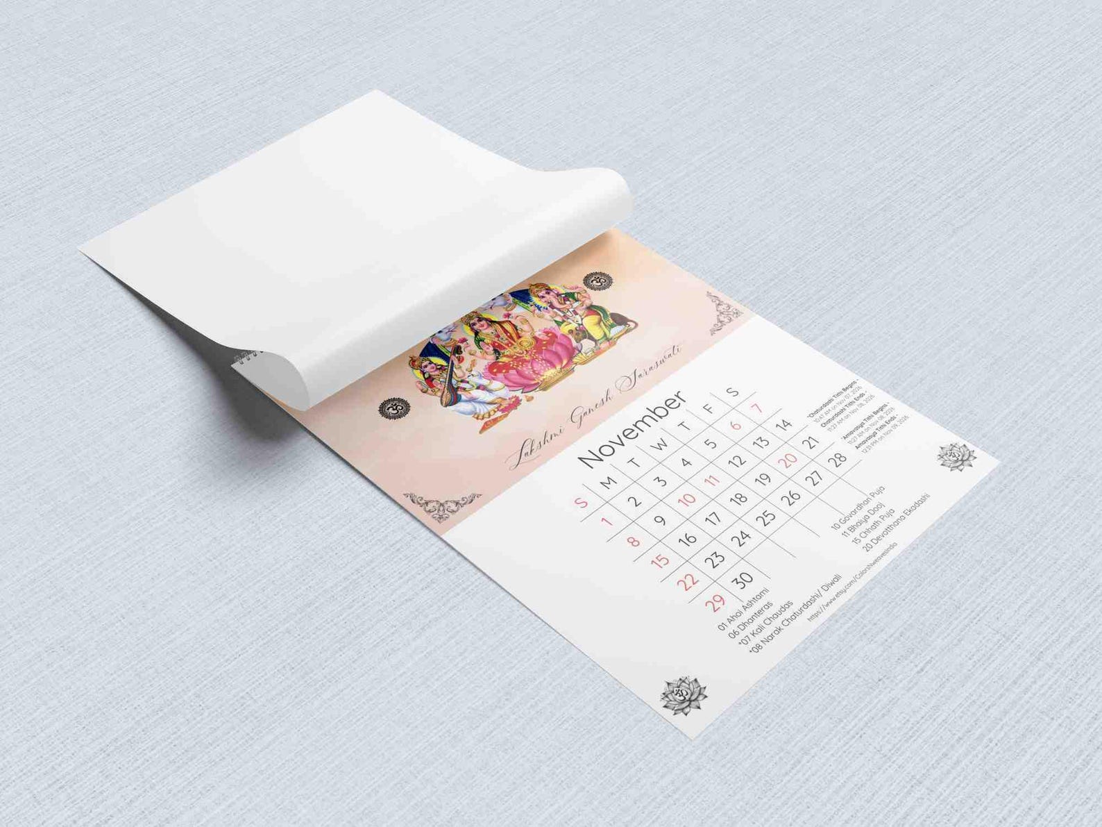 2026 Hindu Gods Calendar With Festivals List (digital Download) - Etsy