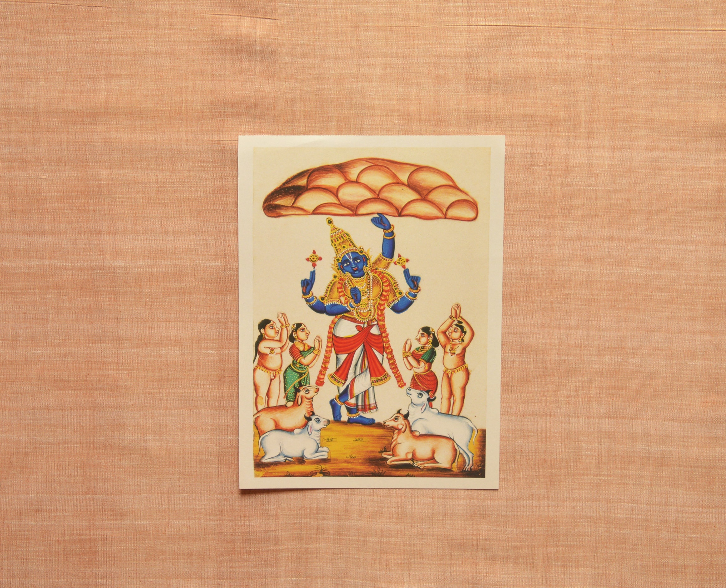 Shri Krishna Lifting Govardhan Mountain, Krishna Poster,indian God ...