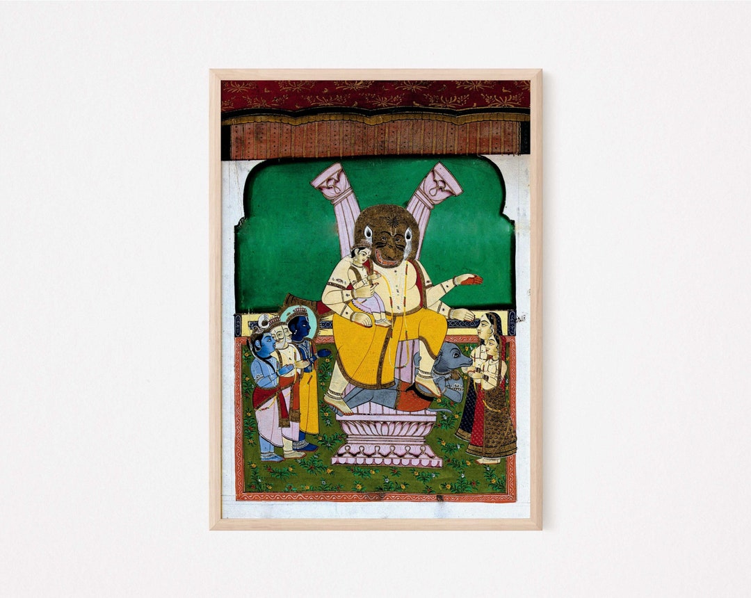 Bhagwan Narsingha Poster, Four-armed Narasimha Painting, Vishnu Avatar ...