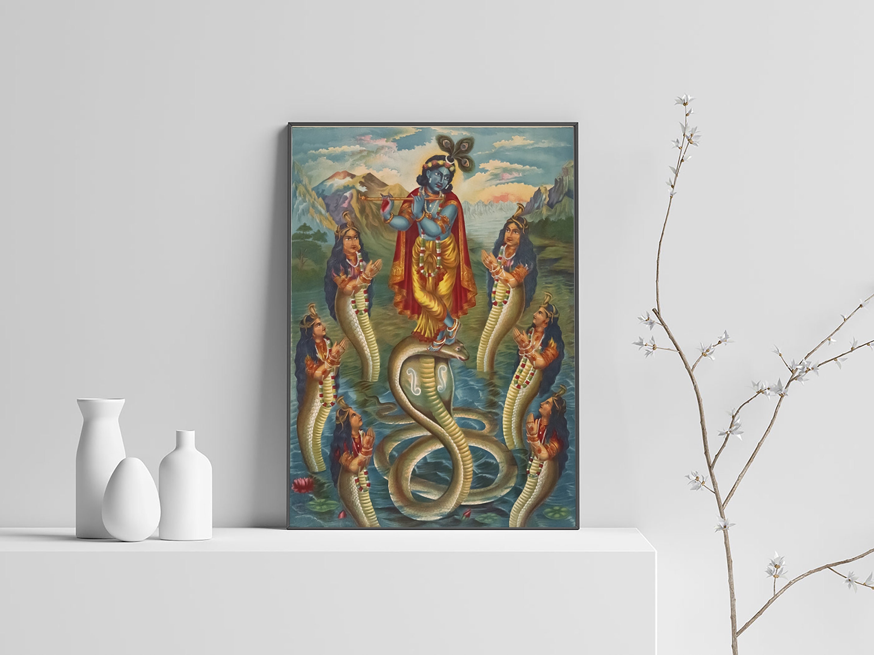 Krishna Dancing on Kaliya Snake Krishna Print - Etsy UK