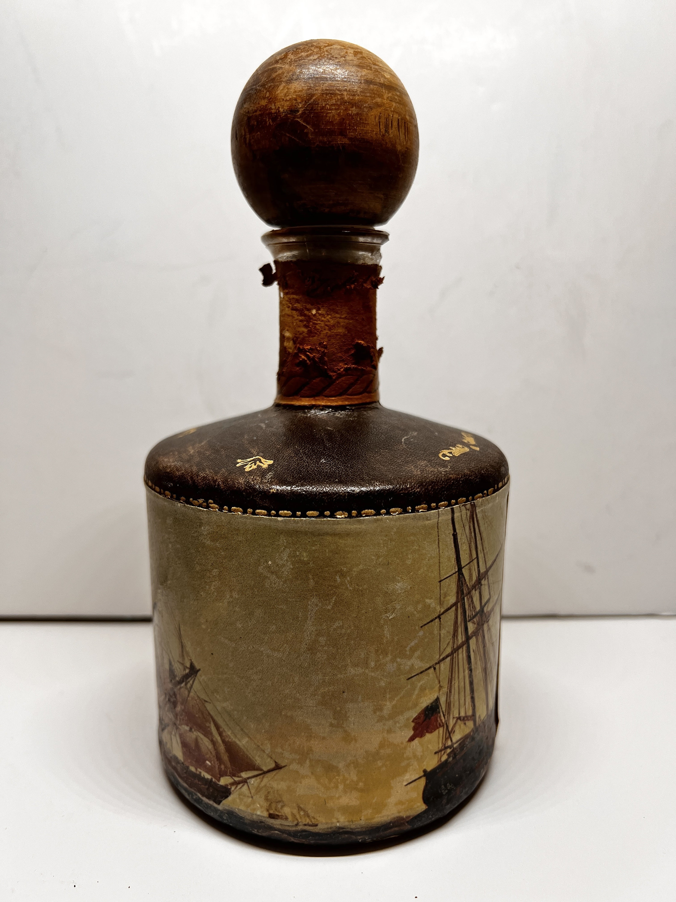 Vintage Leather Wrapped Bottle - Etsy