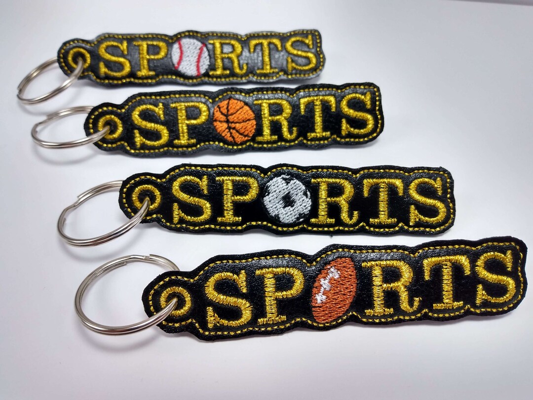 Embroidered sports Hobby Keychain 4 Inch Long - Etsy