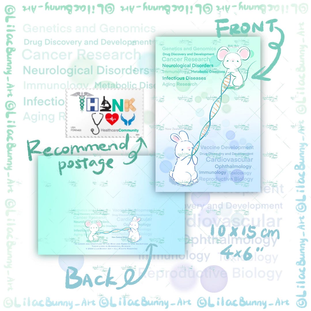 Healthcare Biomedical Science Lab Postcard, DNA, Thank You Lab Mice ...