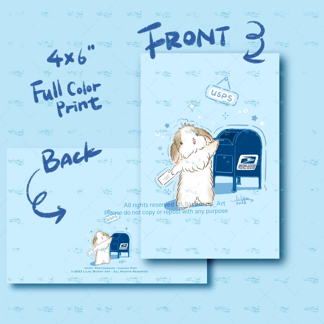USPS Post Mailbox, Post Bunny, Postcrossing, Lilac Bunny Art Print ...