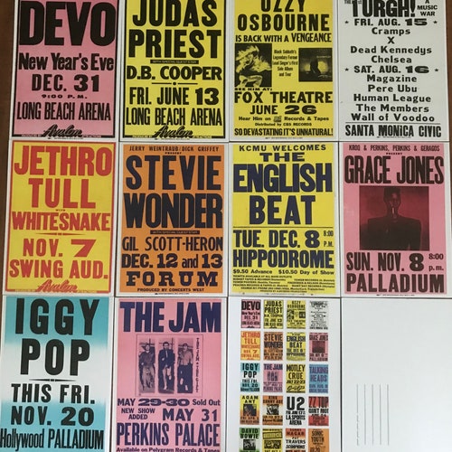 20 Vintage Rock and Pop Concert Posters as Quality Postcards - Etsy