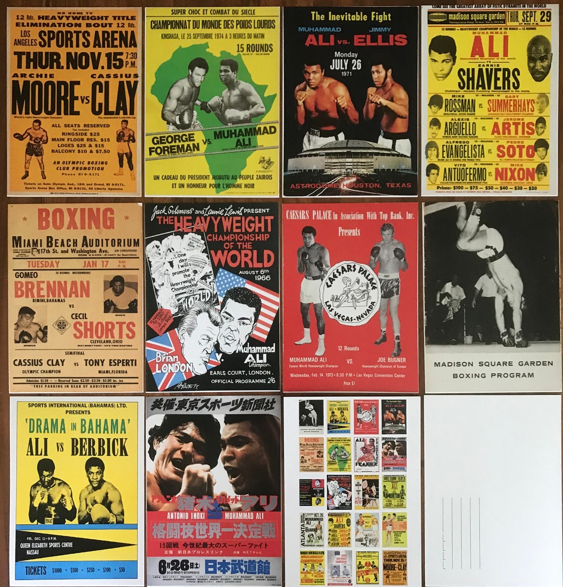 20 Muhammad Ali Boxing Postcards, Classic Images Copied From Boxing ...