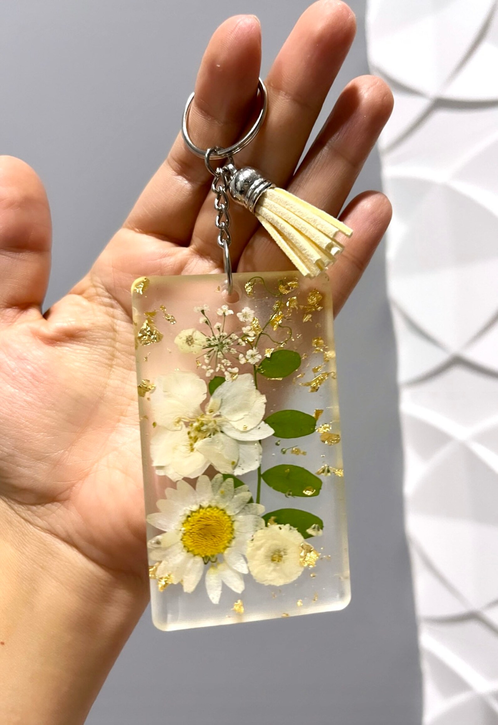 Keychain Floral Keychain Gift for Her Pressed Flower | Etsy