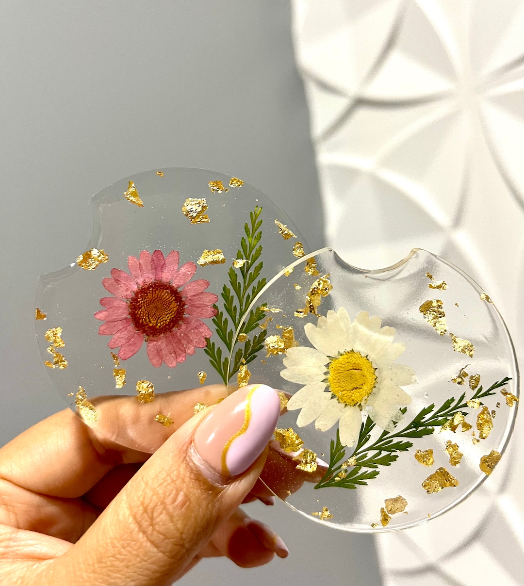 Set of 2 Car Coasters, Floral Car Coasters , Custom Car Coaster ...