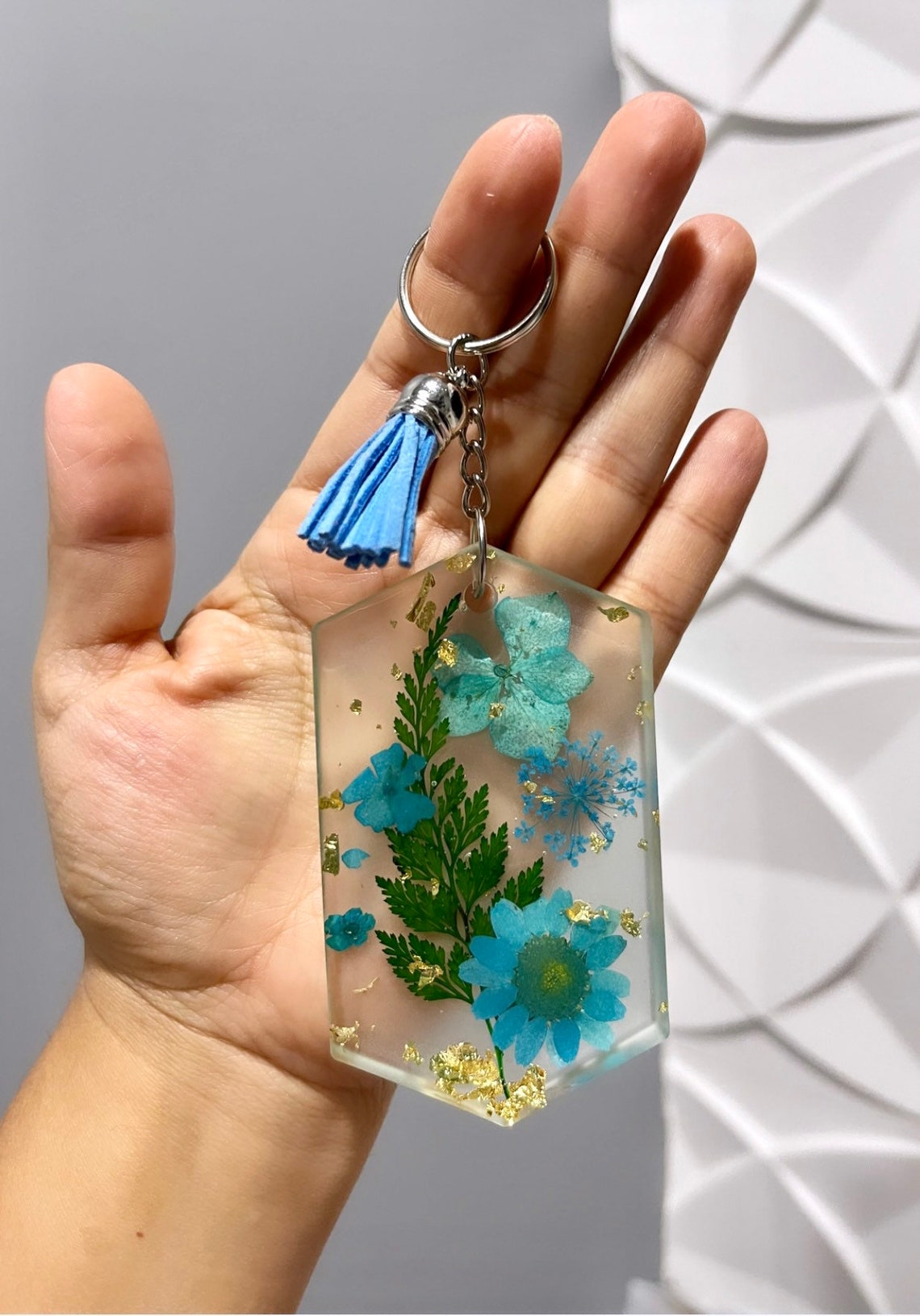 Keychain Floral Keychain Gift for Her Pressed Flower | Etsy